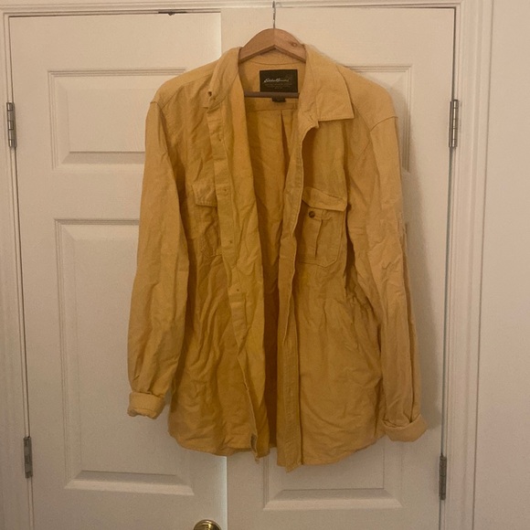 Eddie Bauer | Jackets & Coats | Mens Mustard Yellow Cotton Soft Collard ...